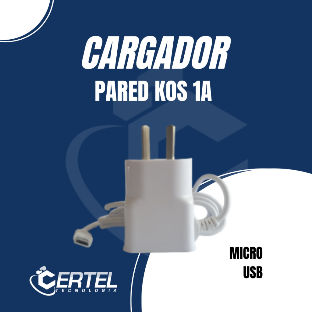 Cargador Kosmo Micro usb de 1A con Cable Incluido - Certel Tecnología